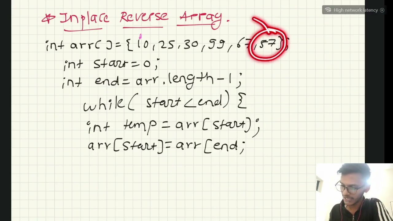 Inplace Reverse from the Array - DSA question in Java