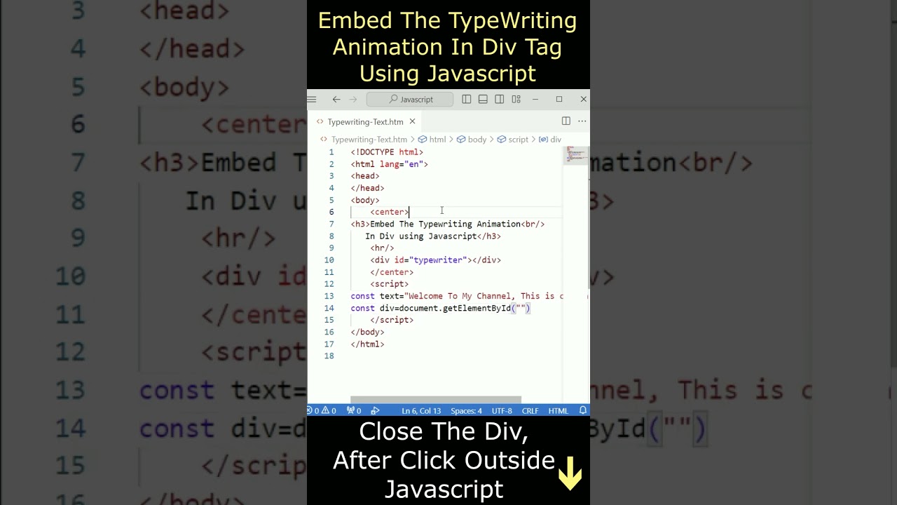 Auto Typing Text animation embed in div javascript