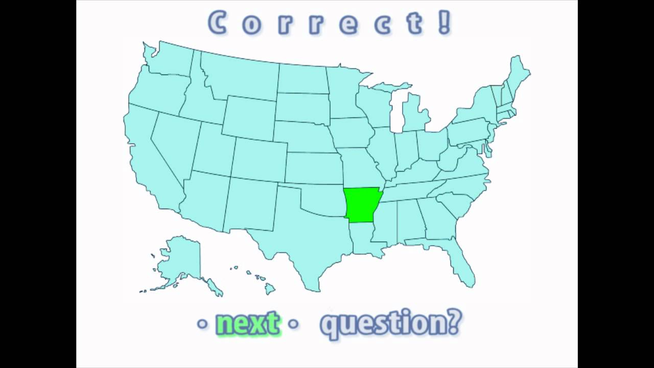 Interactive United States Map Quiz - Correct Arkansas Location