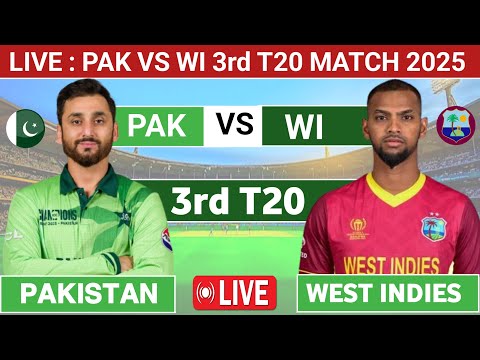 🔴LIVE : Pak vs wi 3rd T20 live match | PAK vs WI Live Score update