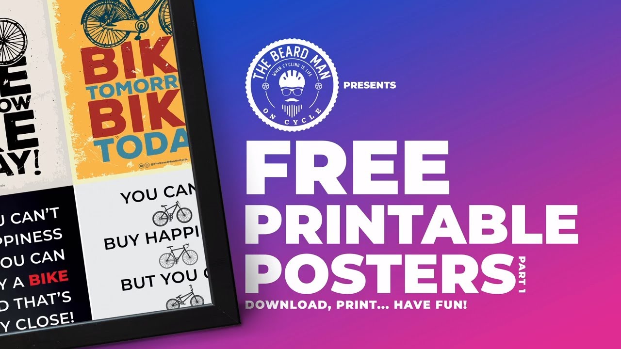 FREE Printable high-quality A3/A4 posters with cycling quotes for your walls, have fun