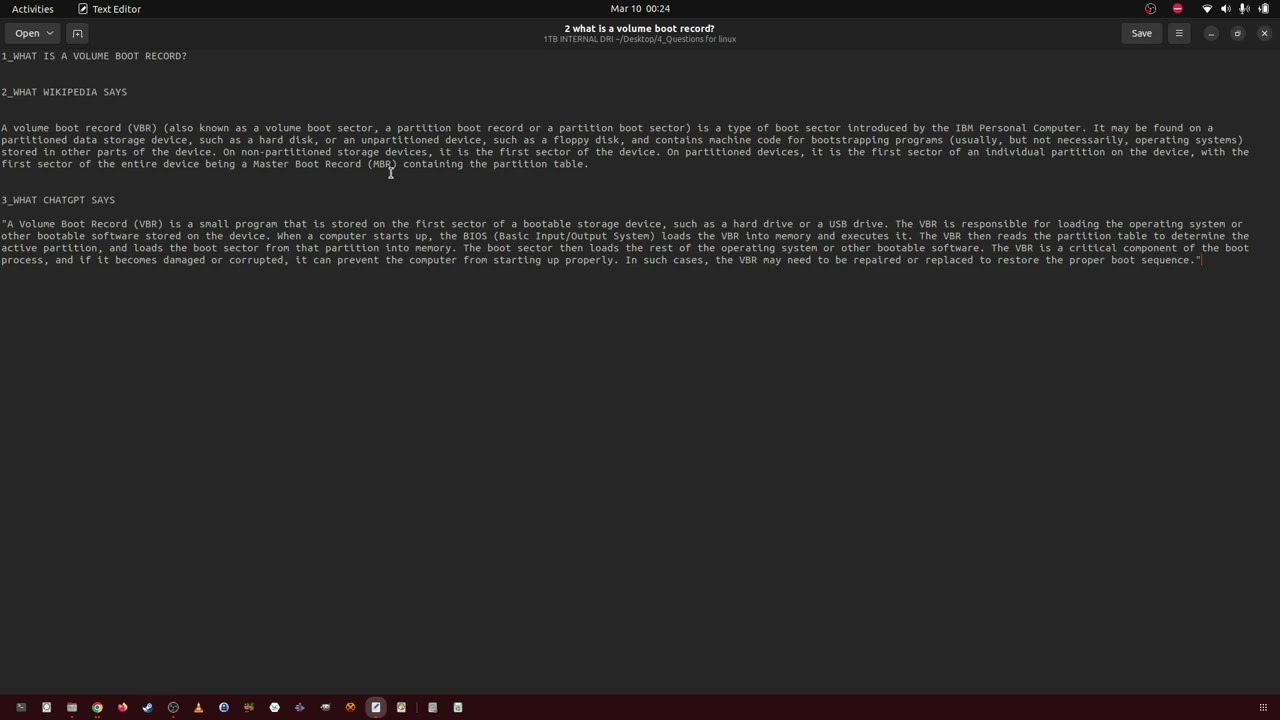 335 what is the volume boot record?