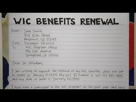 How To Write A WIC Benefits Renewal Request Letter Step by Step Guide | Writing Practices