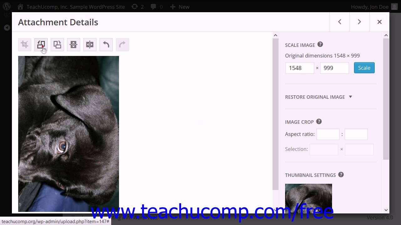 WordPress 4.0 Training Tutorial Editing Images in the Media Library