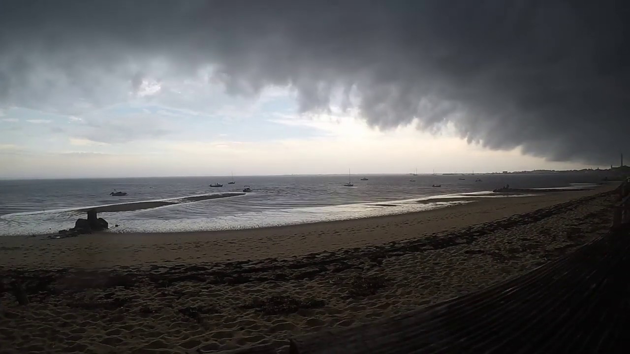 Thunderstorm over beach timelapse