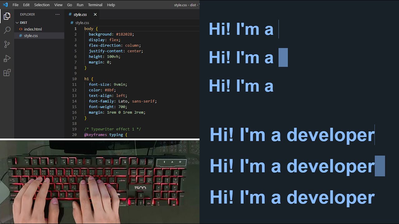ASMR Programming - Typewriter Text Animation using Only CSS - No Talking