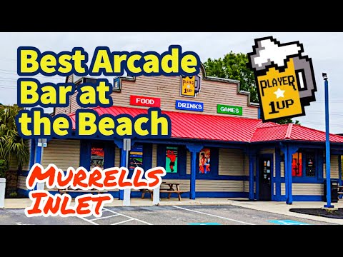 Coolest RESTAURANT & ARCADE BAR at the Beach! [Player 1 Up] Food, Drinks, Games & A Balcony view!