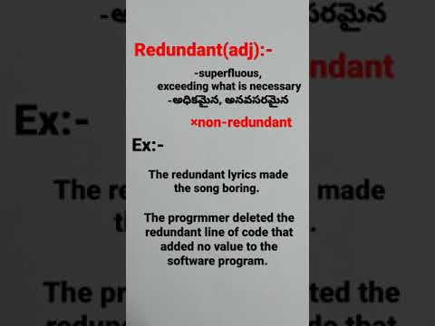 Everyday vocabulary||today's word-redundant ||meaning with example sentences