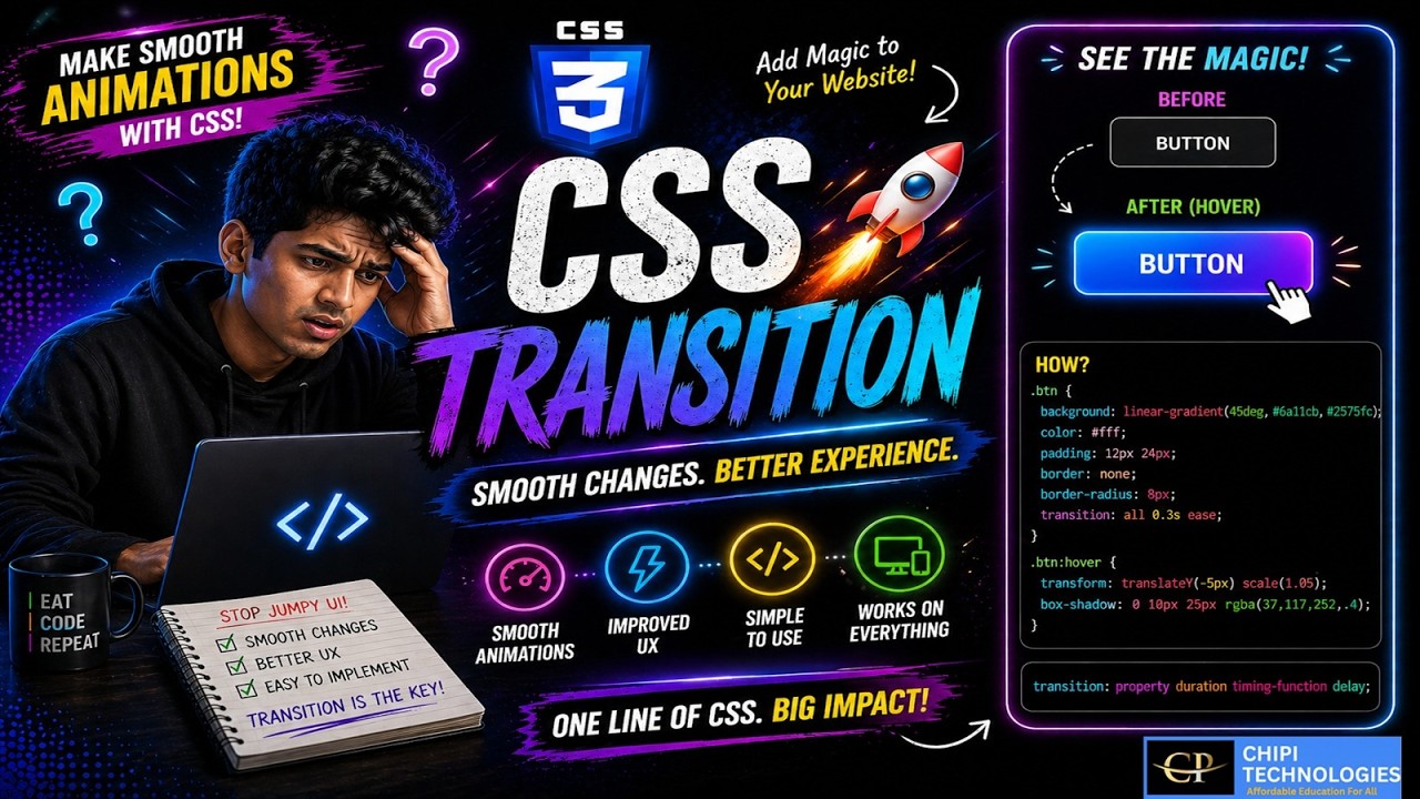 Complete CSS Transition Tutorial | All Properties, Values & Effects Explained | ChiPi Technologies
