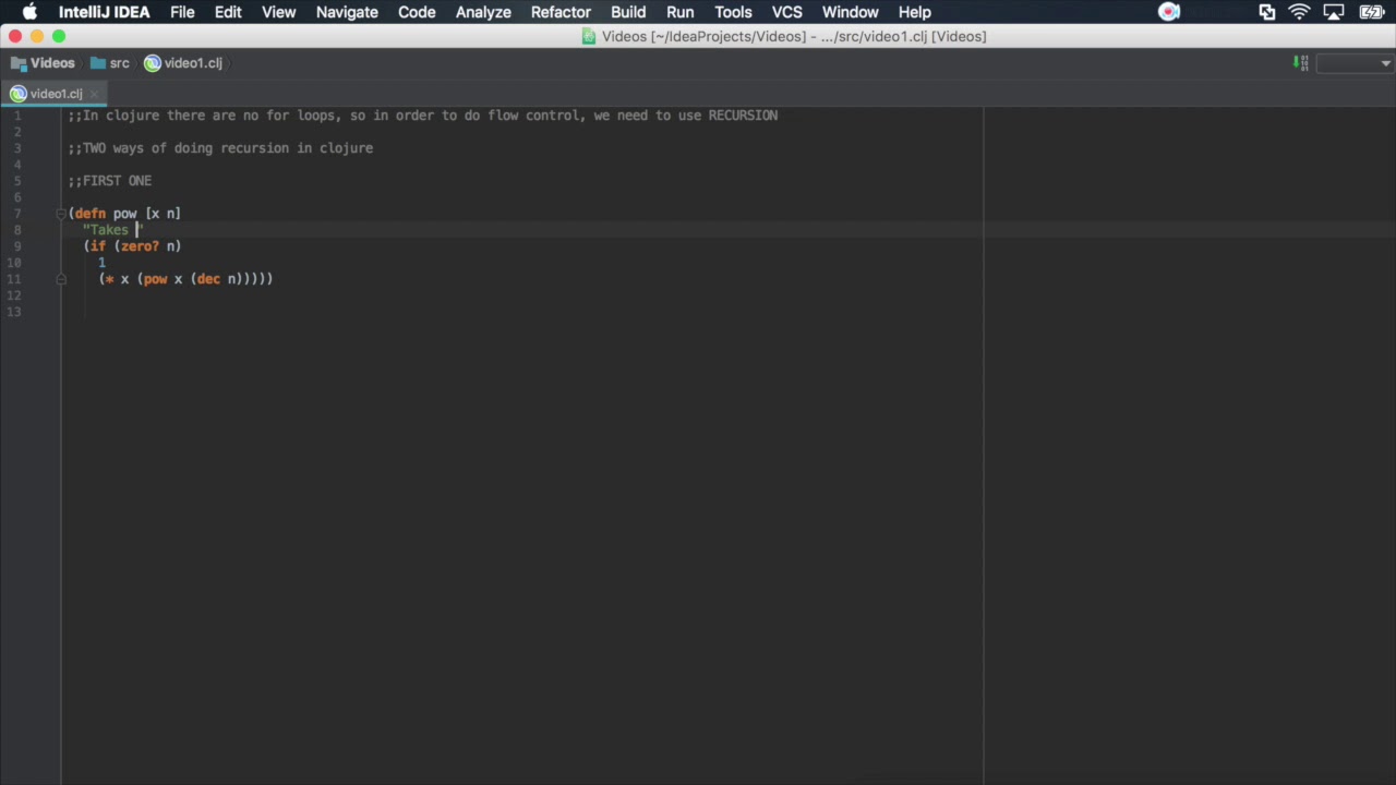 Basic recursion in Clojure. Introducing functional programming.