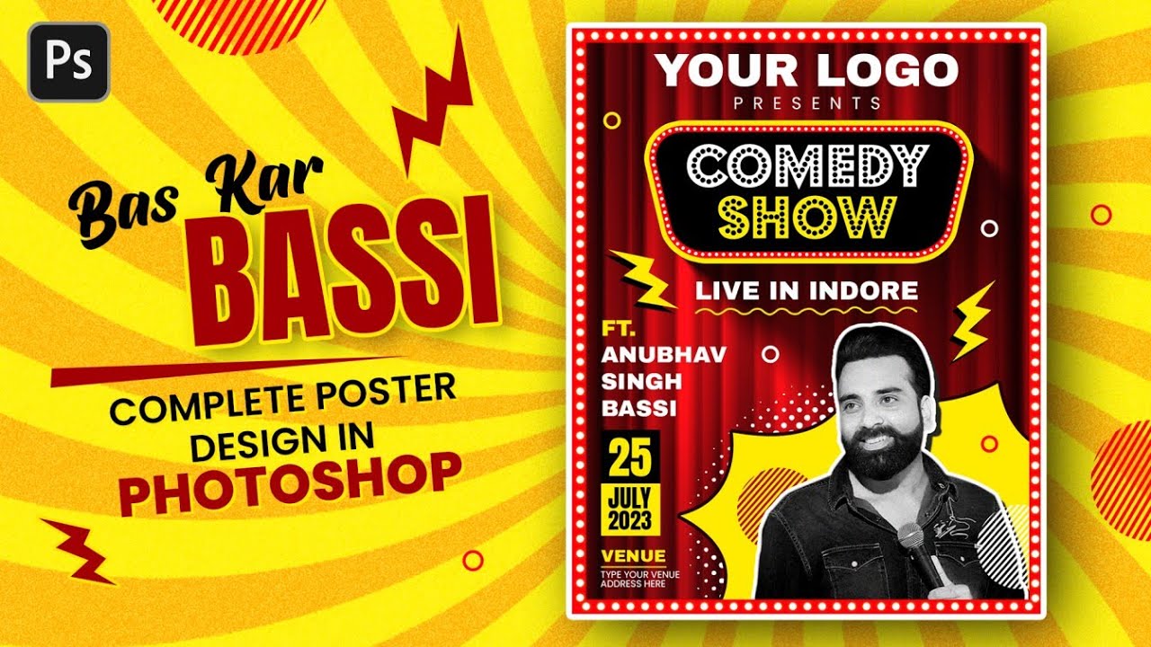 Comedy Show Poster Design in Photoshop | Photoshop Tutorial