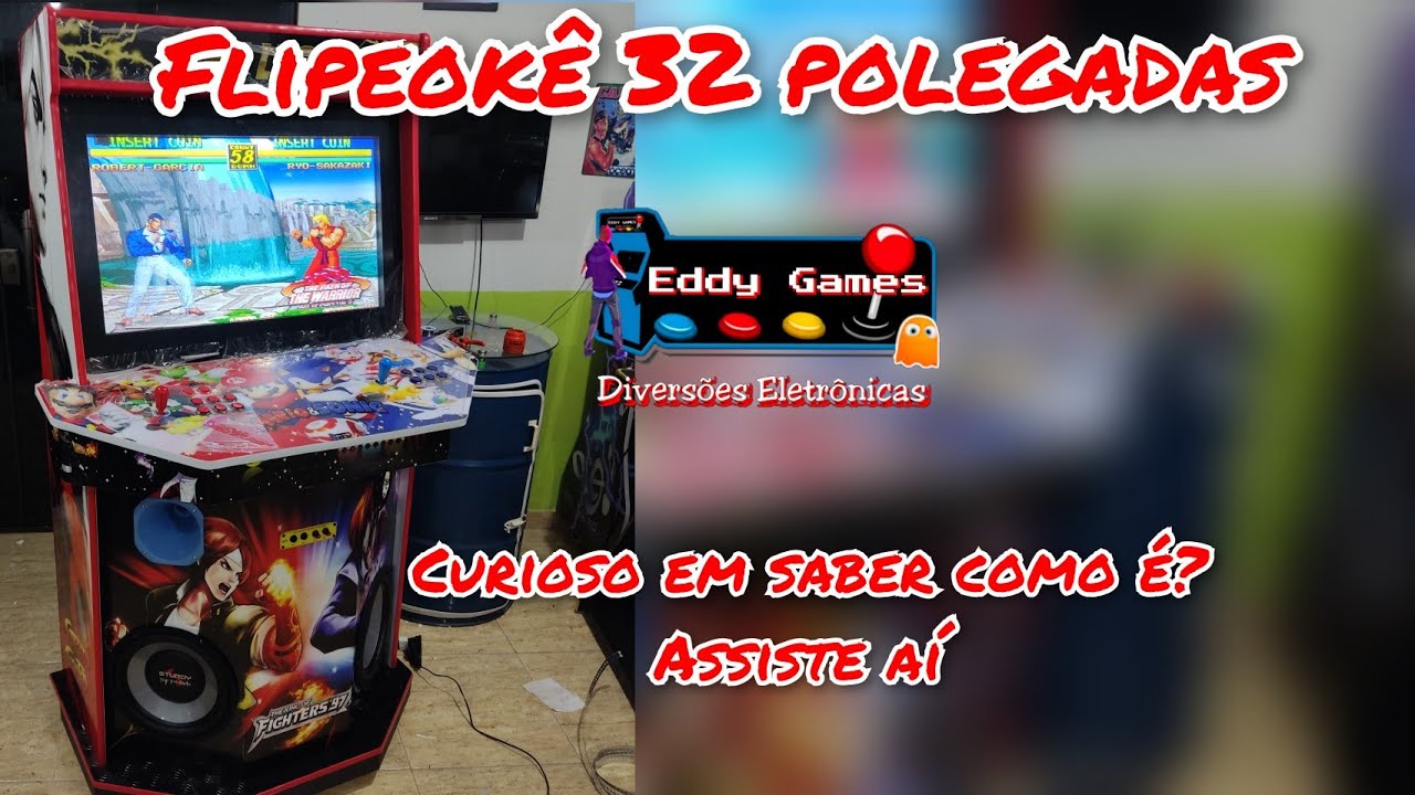 FLIPERAMA E KARAOKE NA MESMA MÁQUINA 32 POLEGADAS EDDY GAMES