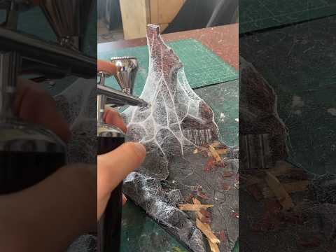 How to make miniature spider webs!! 🕸️ #miniature #realistic #spiders #web #howto #turotial #shorts