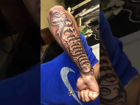 Custom Last Name Lettering On The Forearm. #tattoo #lettering #art #style #shorts #fyp