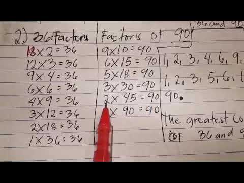 greatest common factor of 36,and 90.