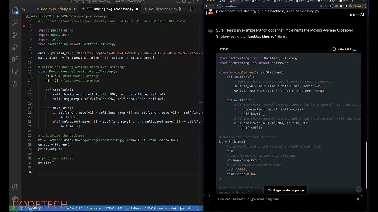 in Python AI Based Moving Average Strategy