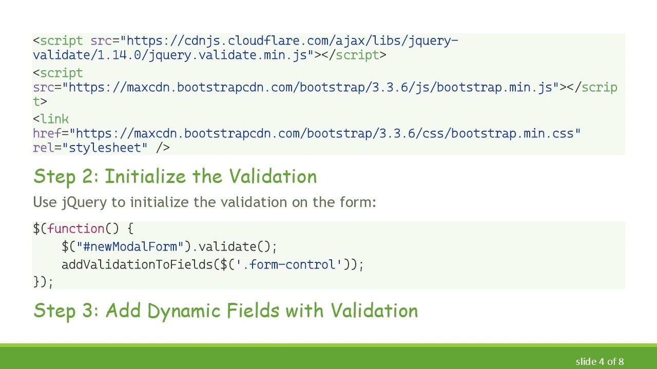 How to Validate Dynamic Content in Bootstrap Modal Popup