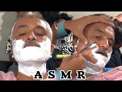 ASMR hard long beard shaving 🪒 old men tutorial chacho barber shop