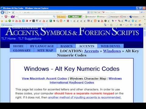 How To Find Alt Key Codes for Accents Symbols Icons