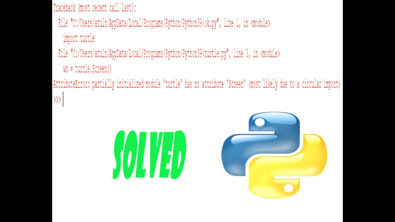 Python Turtle Error : partially initialized module 'turtle' has no attribute 'Screen'