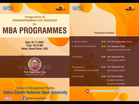 Inauguration of SWAYAM Prabha Channel 18 for MBA Programme