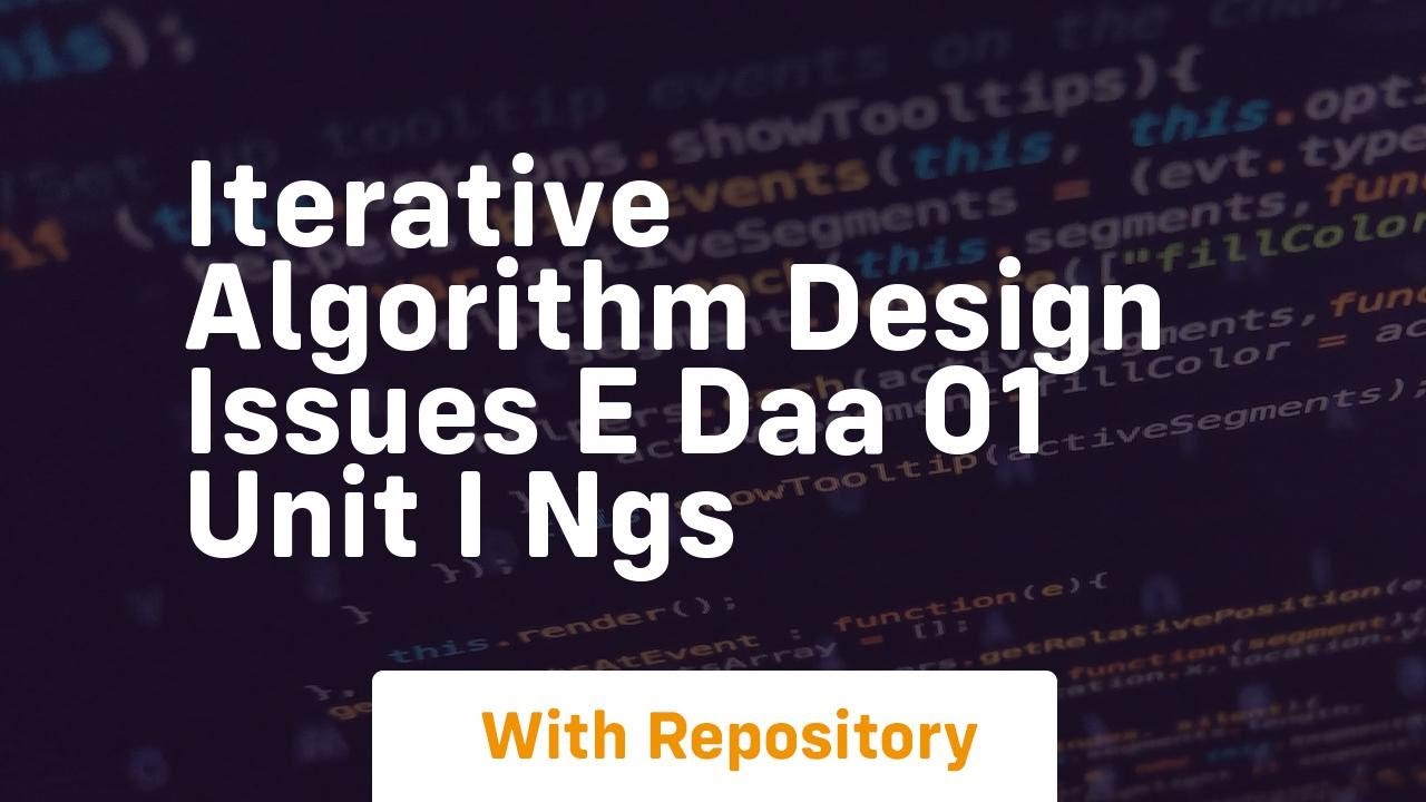 Iterative algorithm design issues e daa 01 unit i ngs