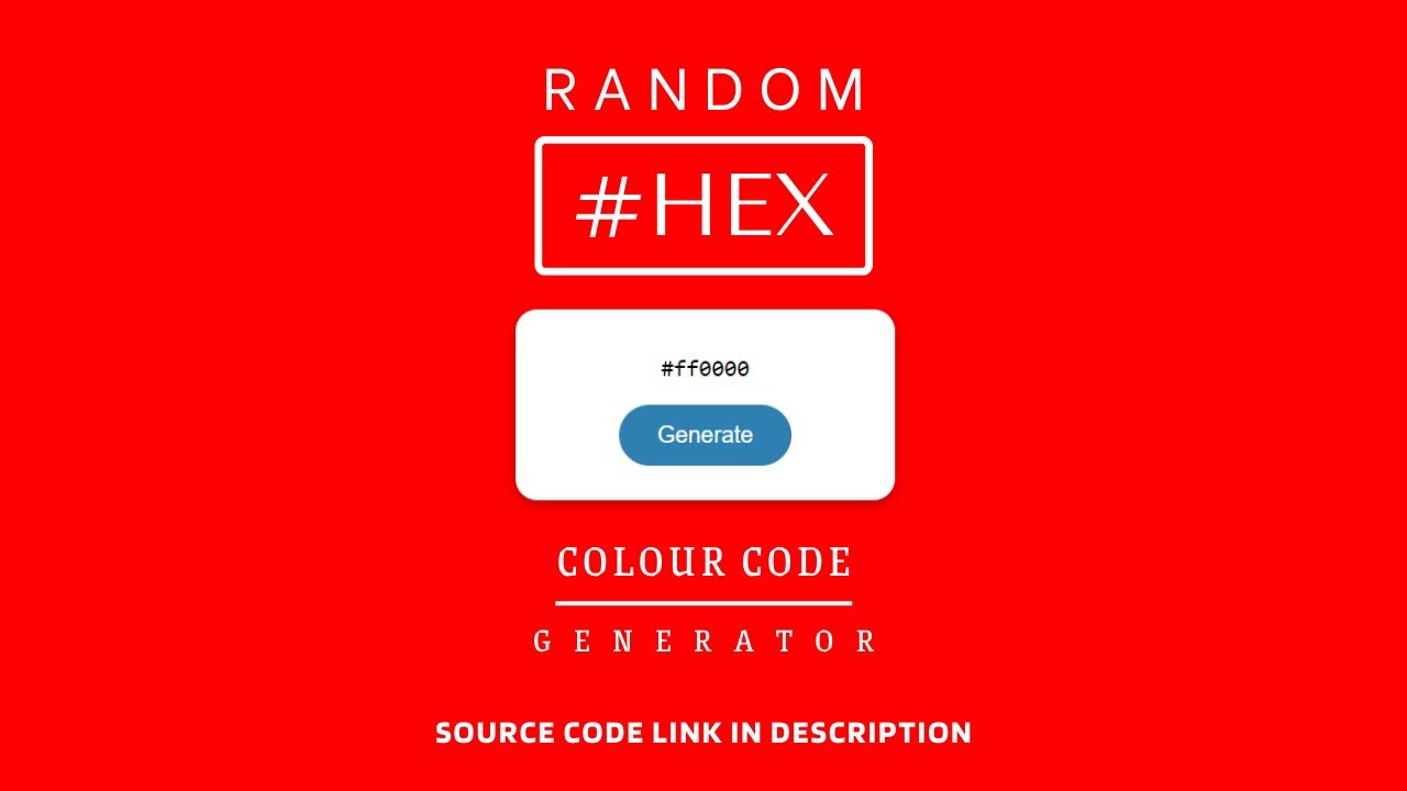 Create Random Hex Color Code Generator Using HTML CSS & JavaScript