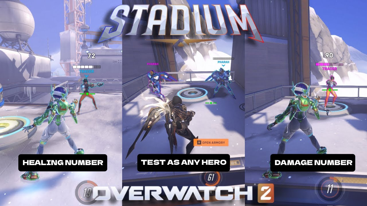 Overwatch Stadium Workshop to use any hero, and track damage & healing number