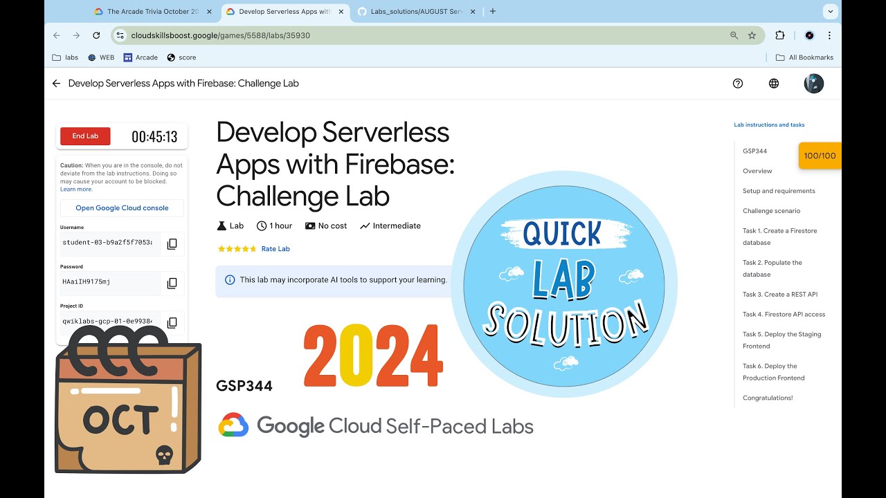 [NEW 2024] Develop Serverless Apps with Firebase: Challenge Lab #GCRF  #qwiklabs  #GSP344 @quick_lab