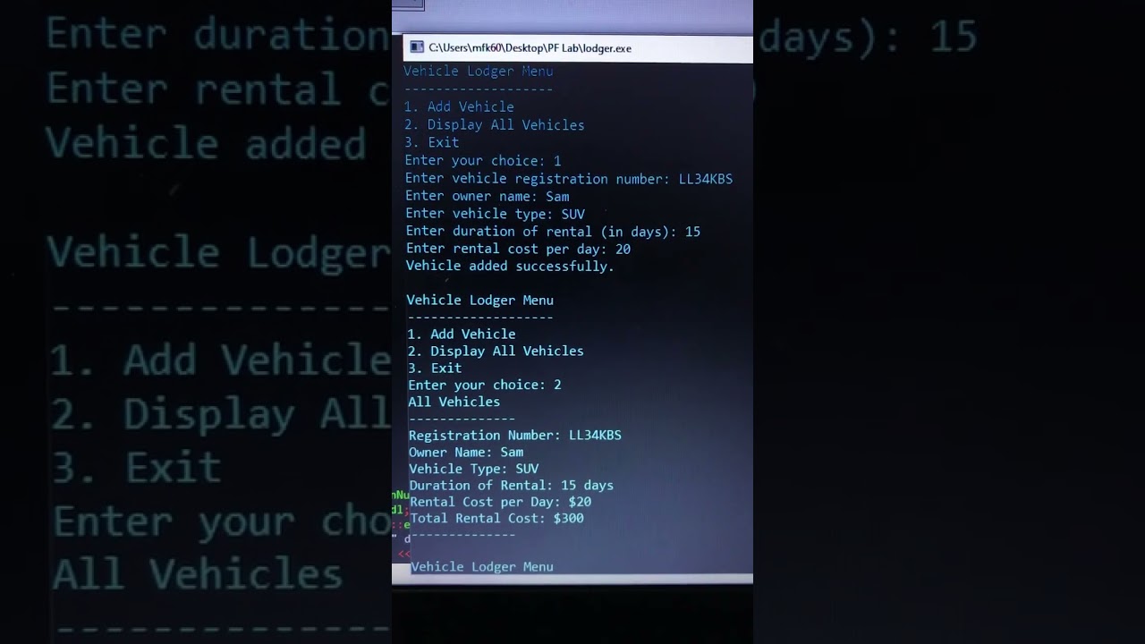 vehicle lodger c++ #codelife #codemasters #coderstokyo #codinglife #codingninja #coders #coding #cpp