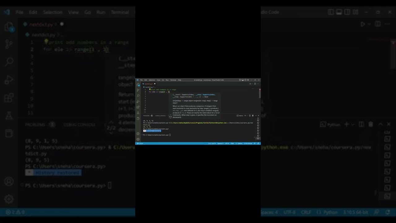 print odd numbers in a range  in python