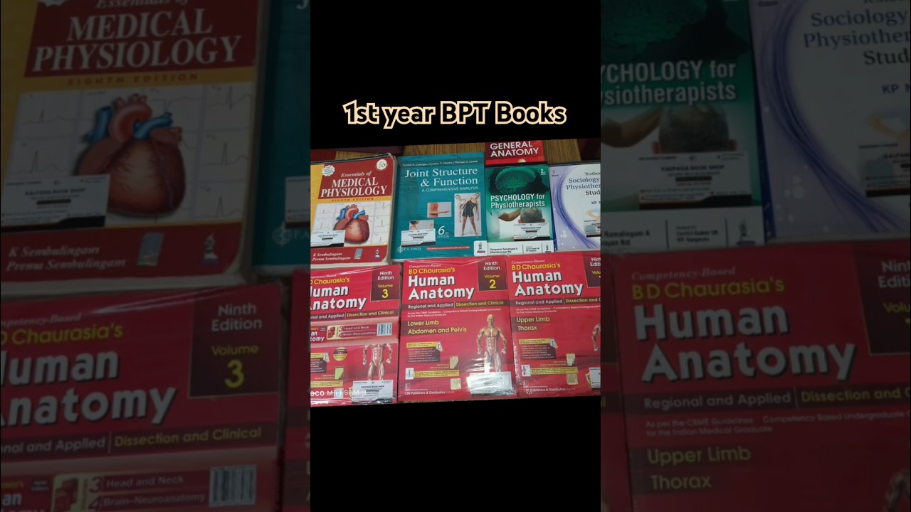 BPT first year Books #bpt #physiotherapy #firstyear #biomechanics #biochemistry #anatomy #physiology