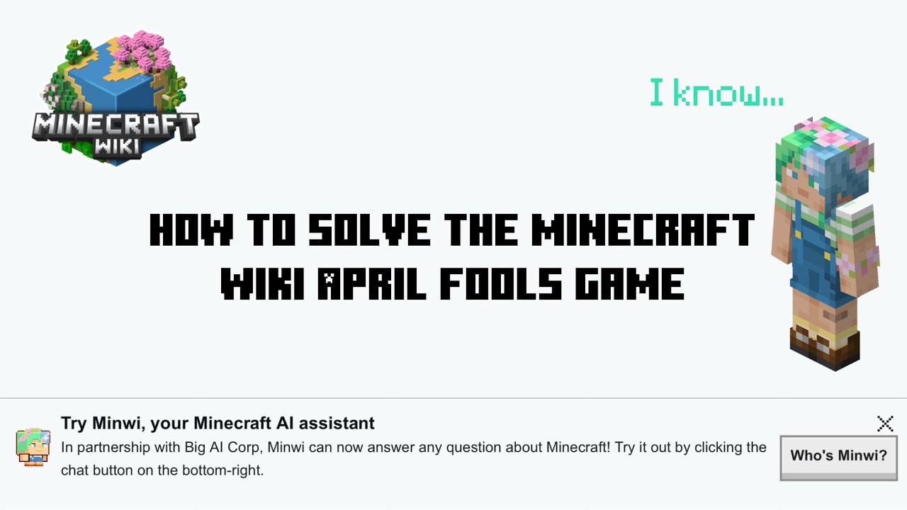 How to solve the Minecraft Wiki April fools game