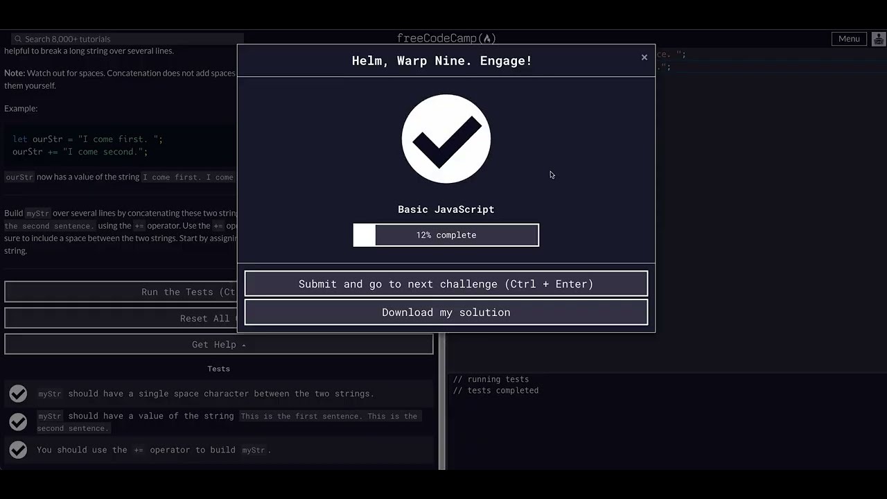 Concatenating Strings with the Plus Equals Operator - Free Code Camp Help - Basic Javascript