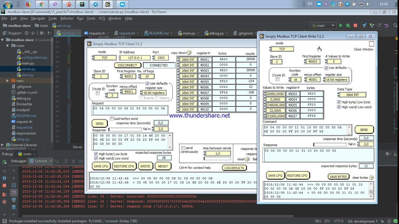 Python modbus-slave test