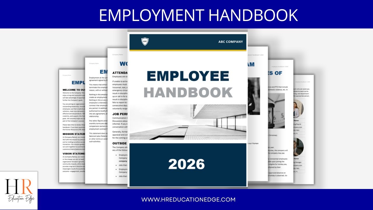 Employment Handbook Template 2026 | Editable Employee Handbook Walkthrough for HR Professionals