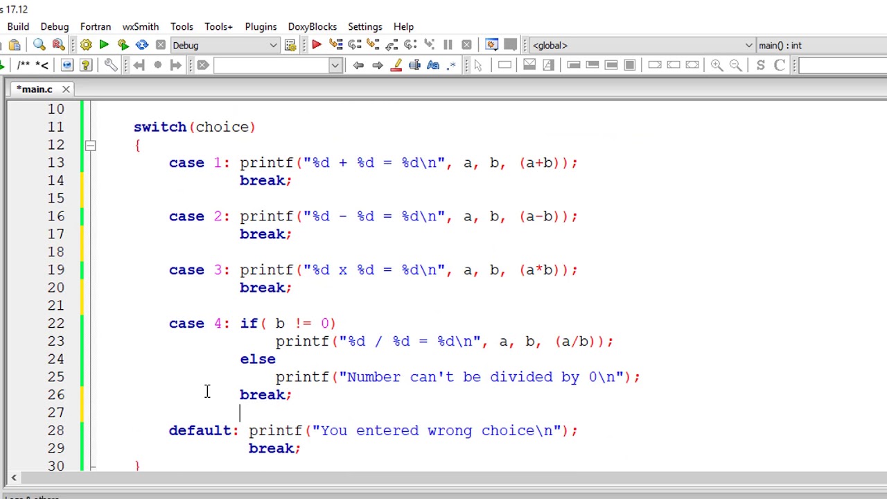 Simple Calculator Program using Switch Case: C Program