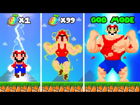 Mario GROWING UP Muscle GODE MODE With Every Seed PowerUps In Super Mario Bros | ADN MARIO GAME