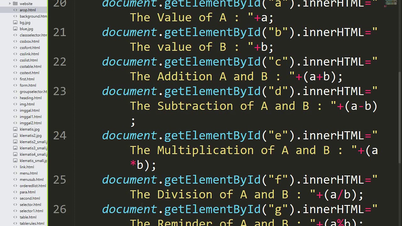 [2020] - Web Technologies - Java Script - Operators Arithmetic, Assignment operators Practice