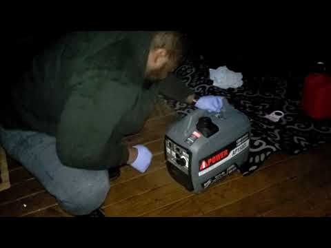 Unboxing and turning on the A-iPower 1500W Digital Inverter Generator.