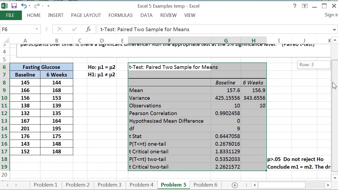 HLTH 501 Excel 5 Problem 5