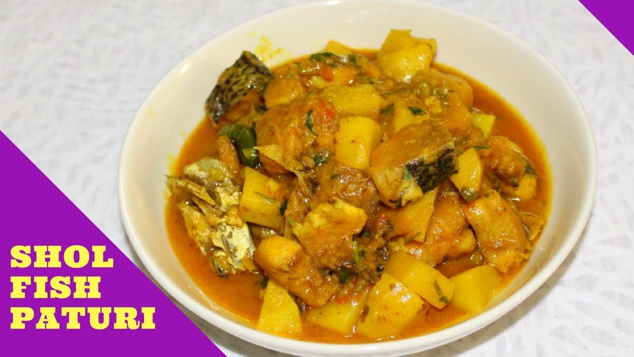 Shol Fish Paturi Recipe | Snakehead Murrel Fish Gravy Curry | Shol Mach ...
