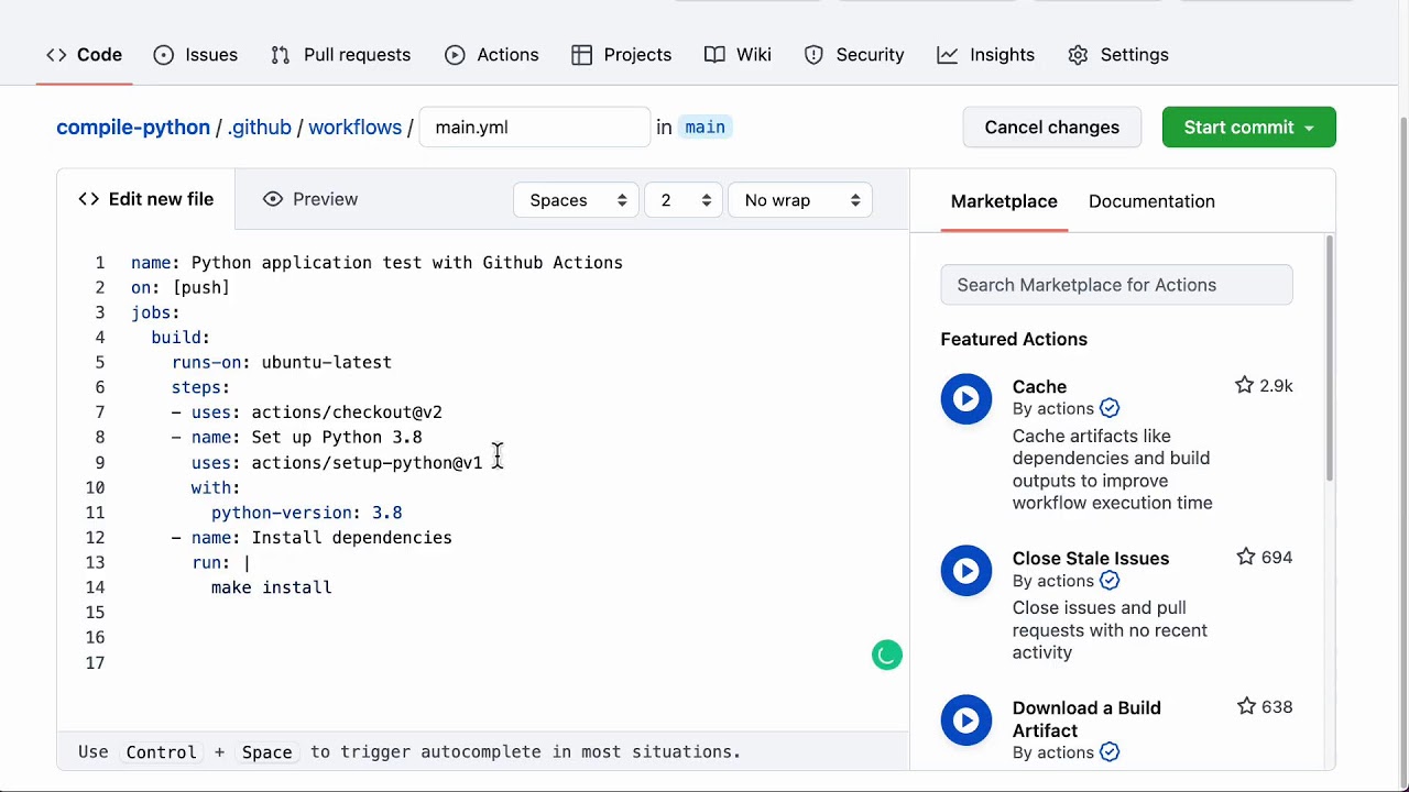Compiling Python from scratch with Github Codespaces