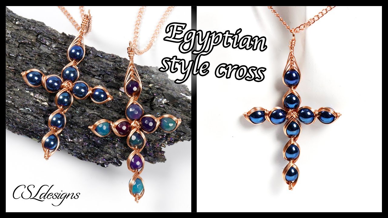 Egyptian style wirework cross pendant