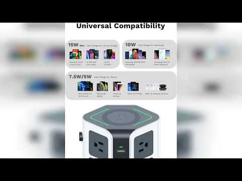 Review: KOOSLA Power Strip Tower, [15W] Wireless Charger Surge Protector - 12 AC Multiple Outl...