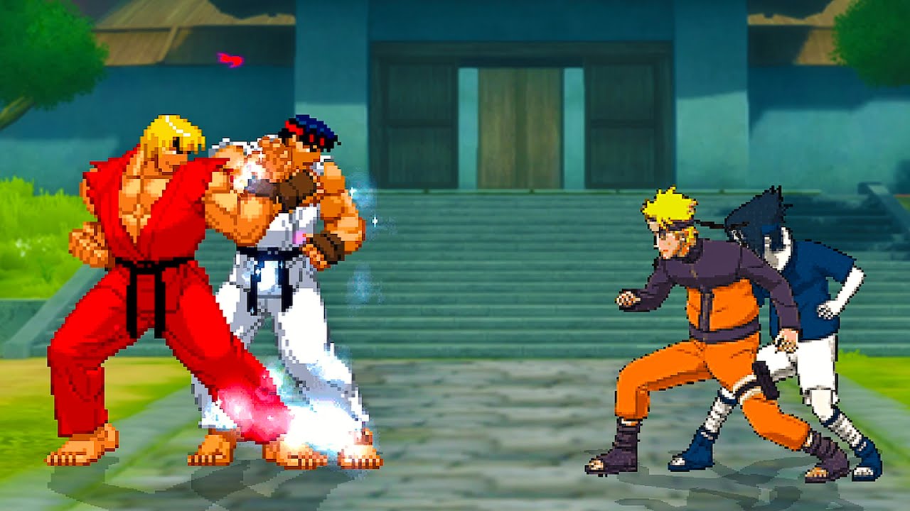 Ryu & Ken Vs. Naruto & Sasuke - Intense Fighters