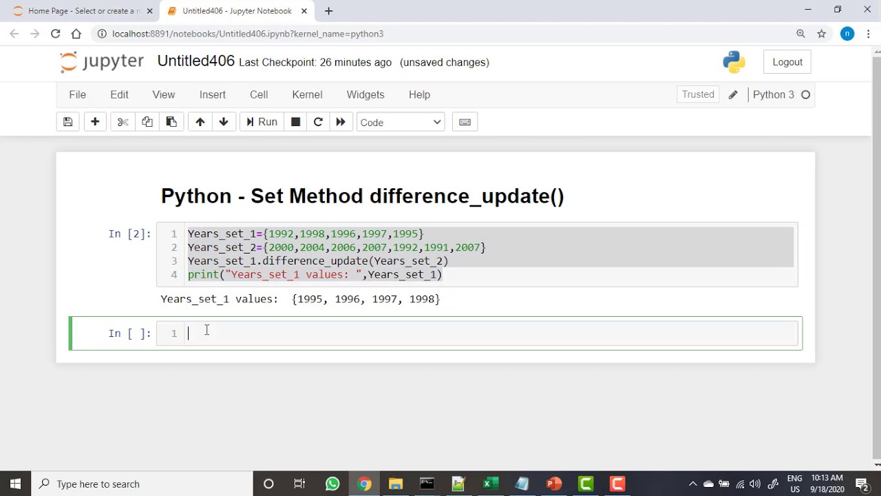 166 Python   Set Method difference update