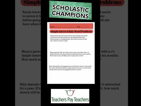 SIMPLE INTEREST RATES - Middle School Math Financial Literacy Worksheets