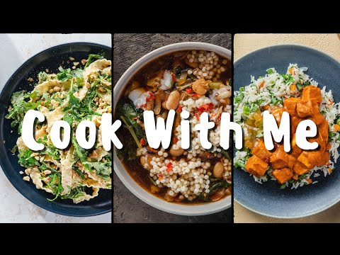 cook with me: mafaldine pasta, beans and greens ragout, indian butter tofu