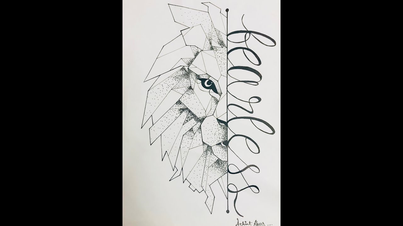 Geometric lion | tried something different  #geometriclion #howtomakelionwithdifferentway